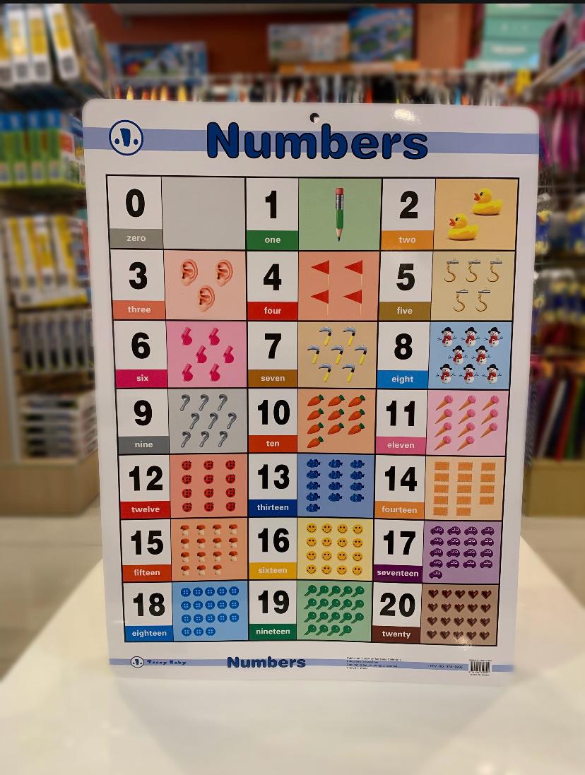 Educational Chart Numbers 1-20| Twinkle Star Baby & Party Store