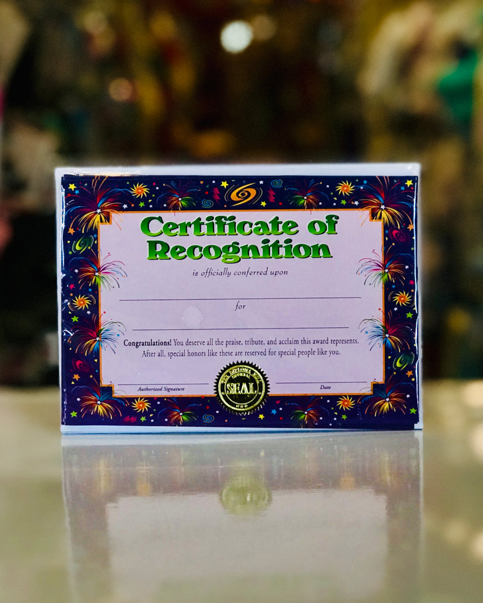 Certificate Star Recognition BPSCG083| Twinkle Star Baby & Party Store